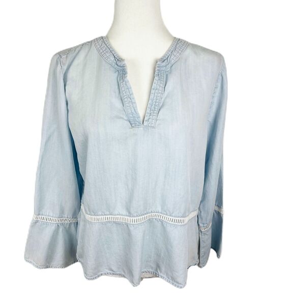 Cloth and Stone | Tops | Cloth Stone Blouse Women Large Blue Aline Long ...